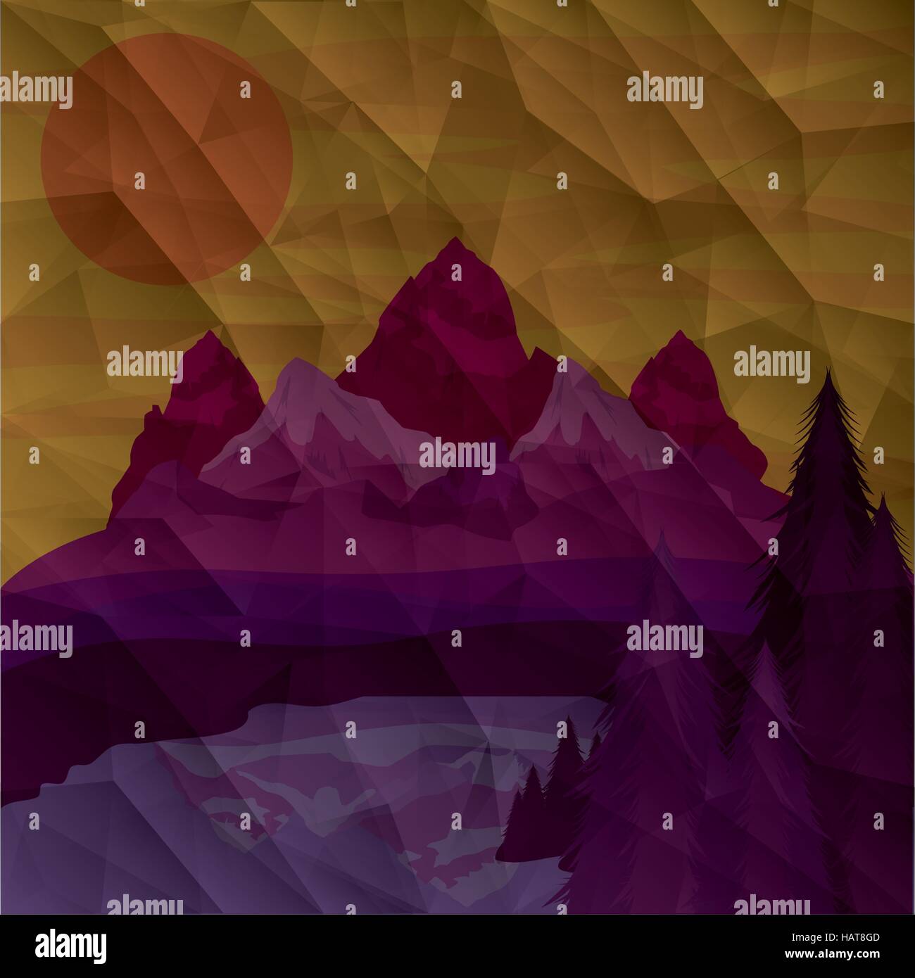 Polygonal and landscape background icon. Geometric wallpaper polygon ...