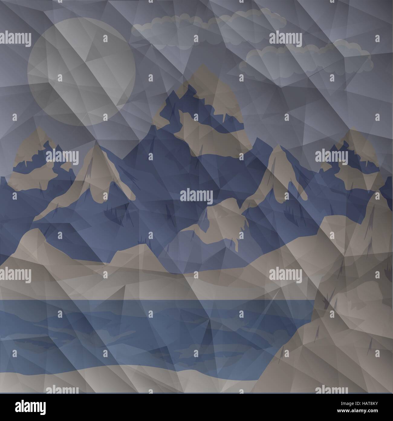 Polygonal and landscape background icon. Geometric wallpaper polygon ...