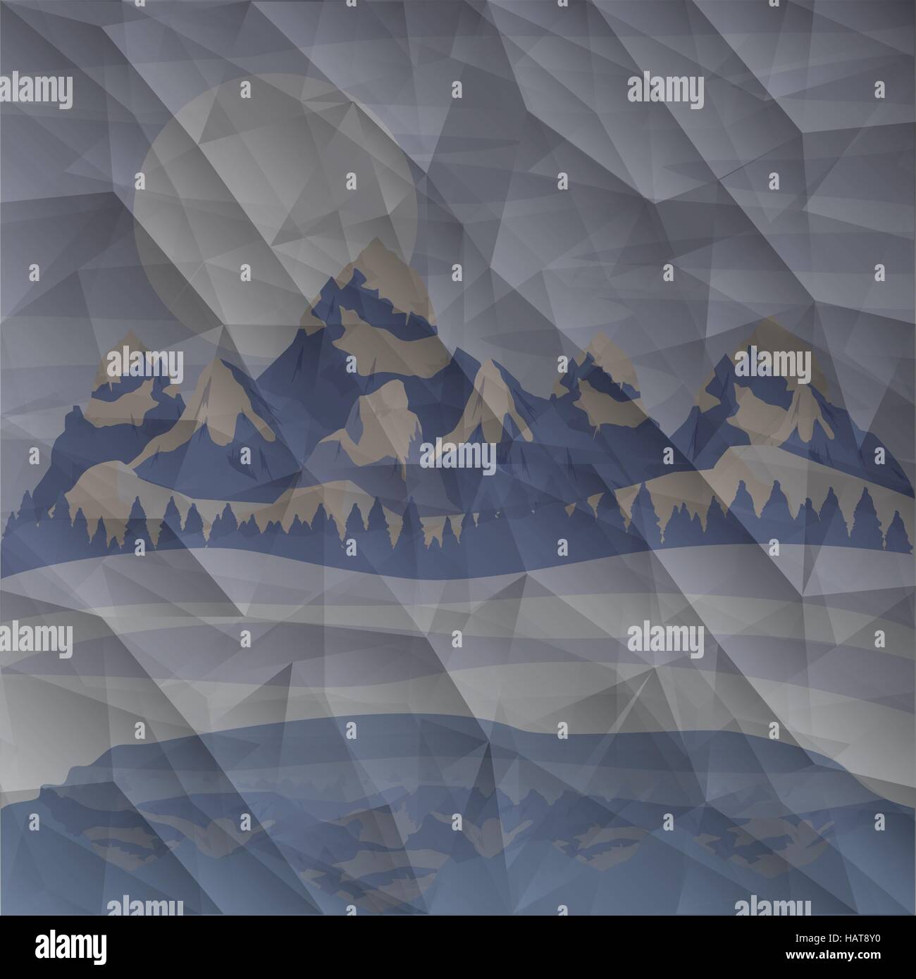Polygonal and landscape background icon. Geometric wallpaper polygon ...