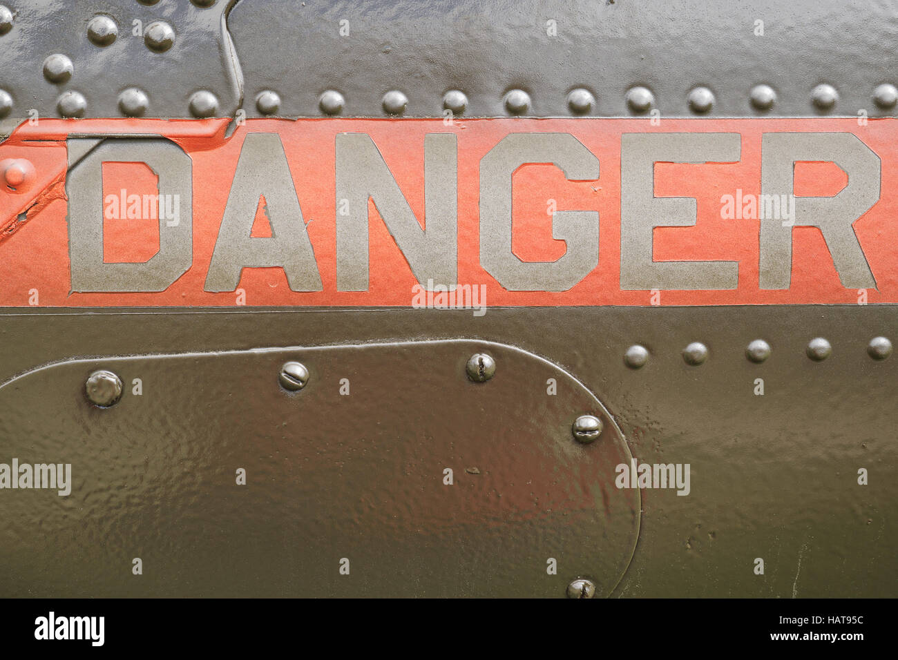 Danger emergency sign on military aircraft in Charleston, SC Stock ...