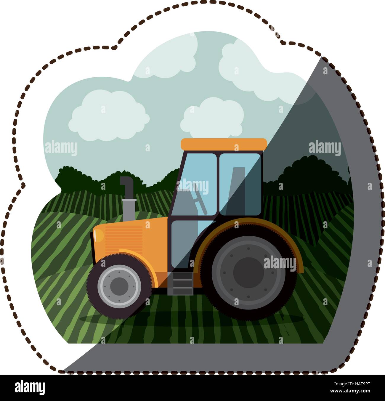 Tractor vehicle icon. Machine tool instrument farm and agriculture ...
