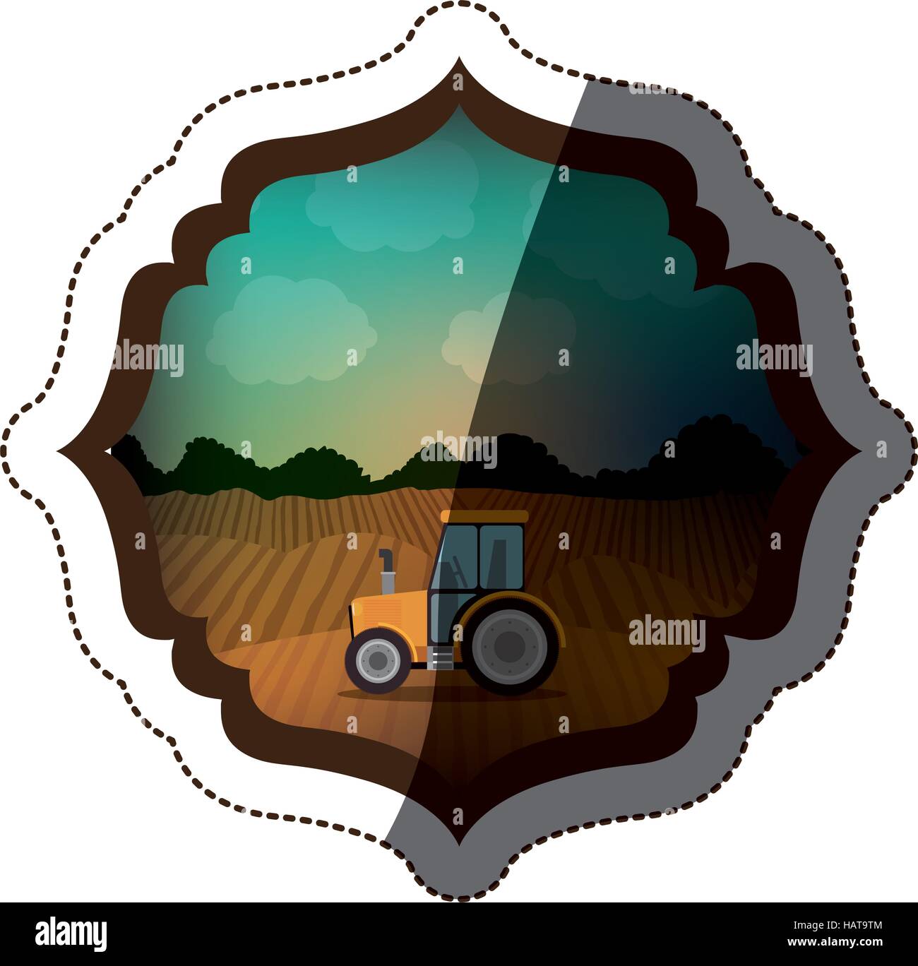 Tractor vehicle icon. Machine tool instrument farm and agriculture ...