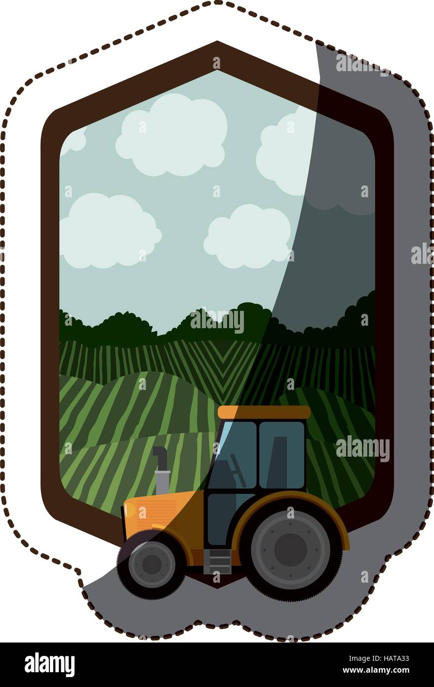 Tractor vehicle icon. Machine tool instrument farm and agriculture ...