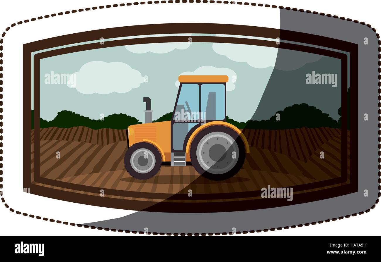 Tractor vehicle icon. Machine tool instrument farm and agriculture ...