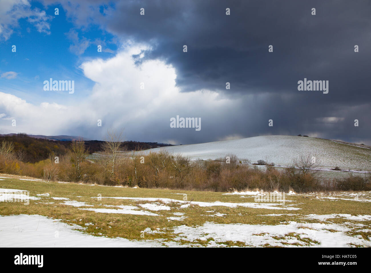 Slovakia - The spring storm over the fields of Silicka Planina plateau ...