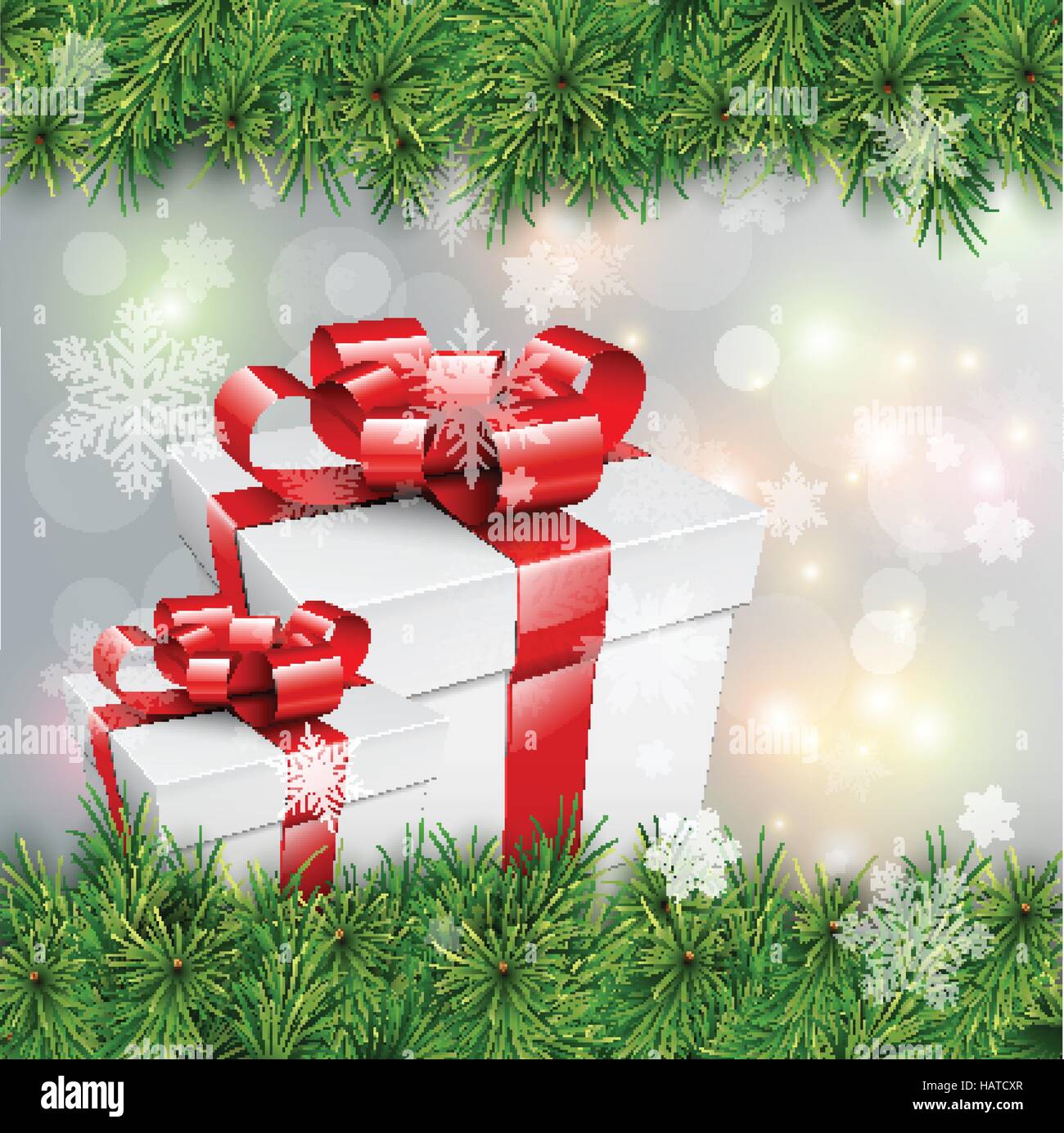 Christmas background with gift boxes, snowflakes and vector christmas ...
