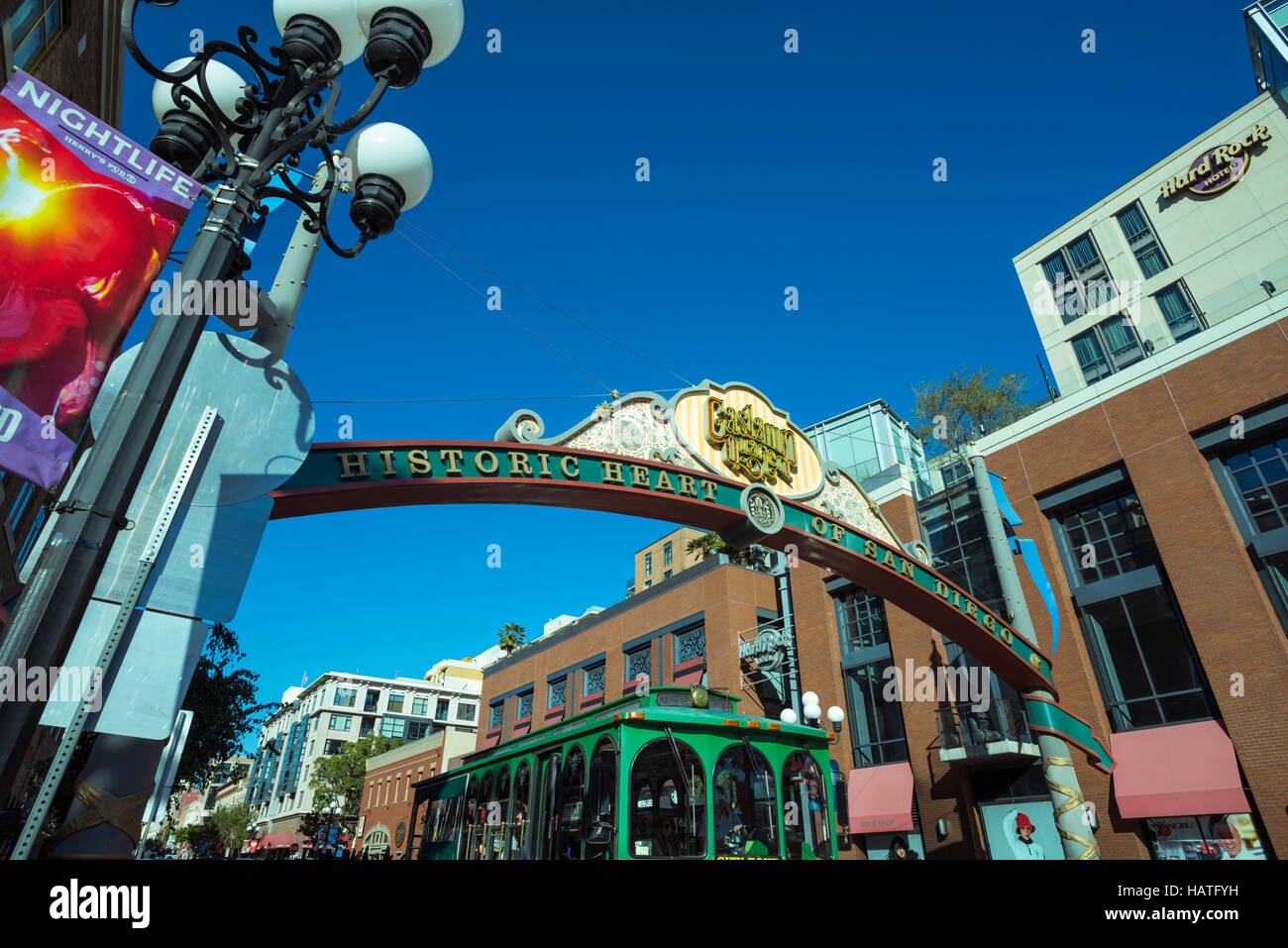 Gaslamp Quarter sign/marquee. Downtown San Diego, California, USA Stock ...
