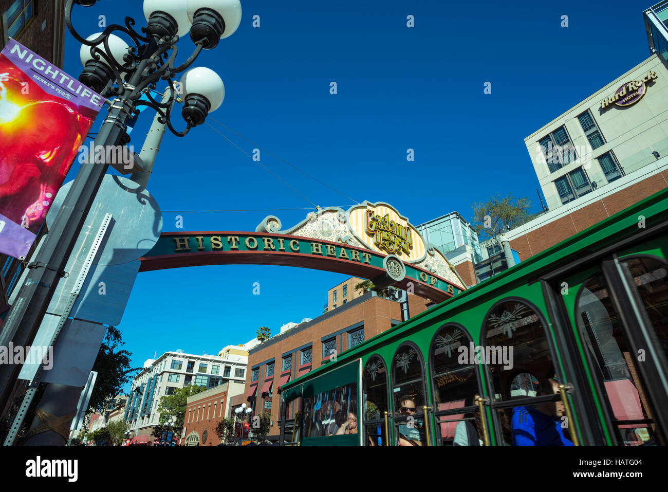 Gaslamp Quarter sign/marquee. Downtown San Diego, California, USA Stock ...