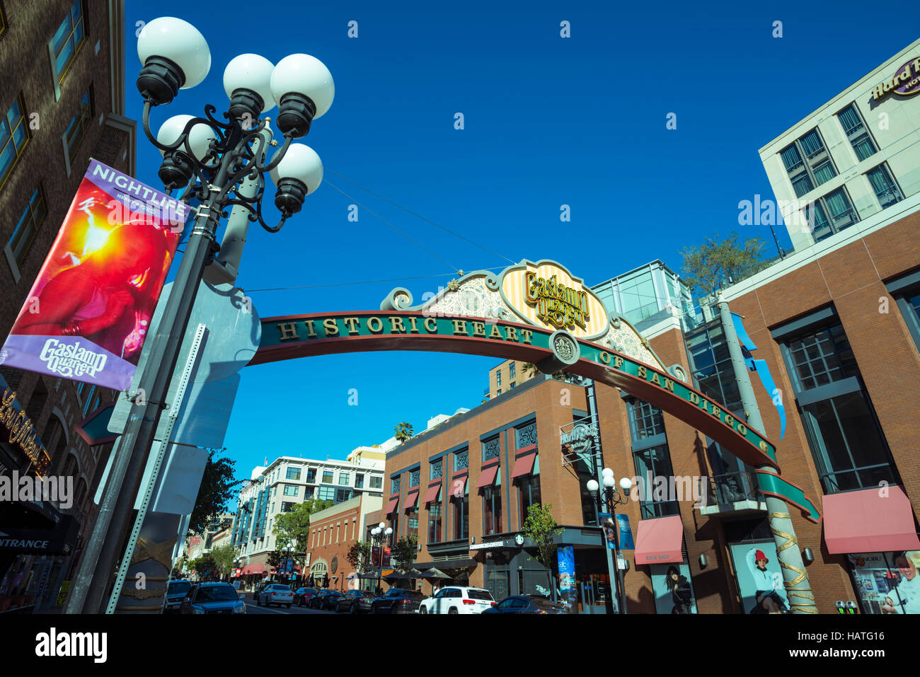 Gaslamp Quarter sign/marquee. Downtown San Diego, California, USA Stock ...