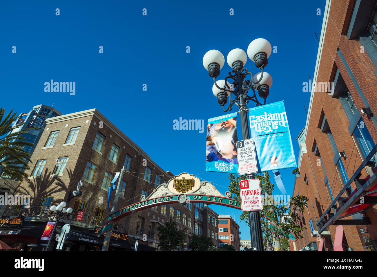 Gaslamp Quarter sign/marquee. Downtown San Diego, California, USA Stock ...