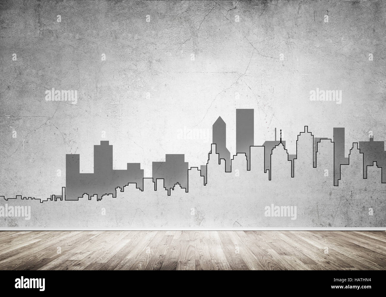 City design on wall Stock Photo - Alamy