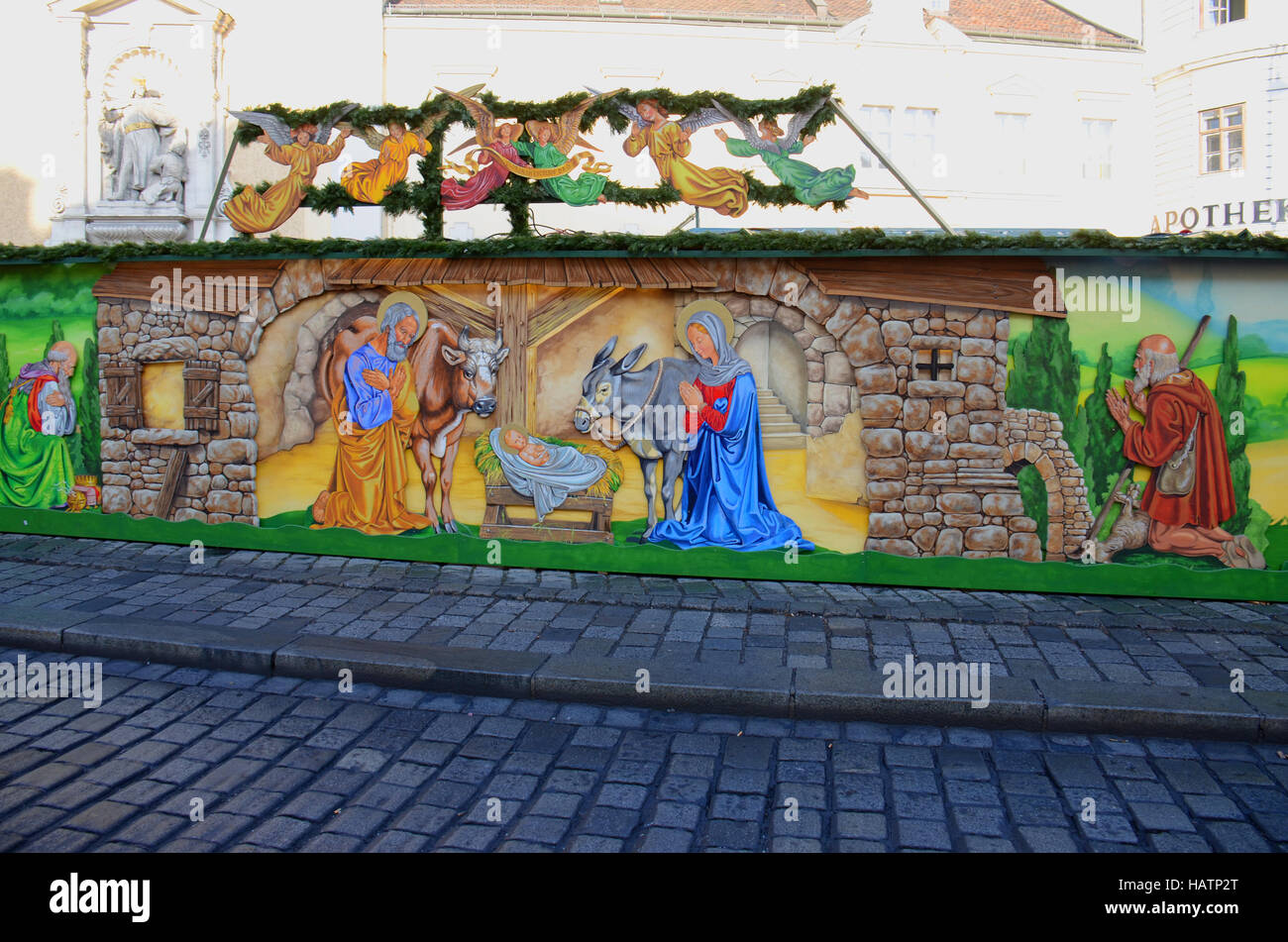 Nativity mural, Vienna Stock Photo - Alamy