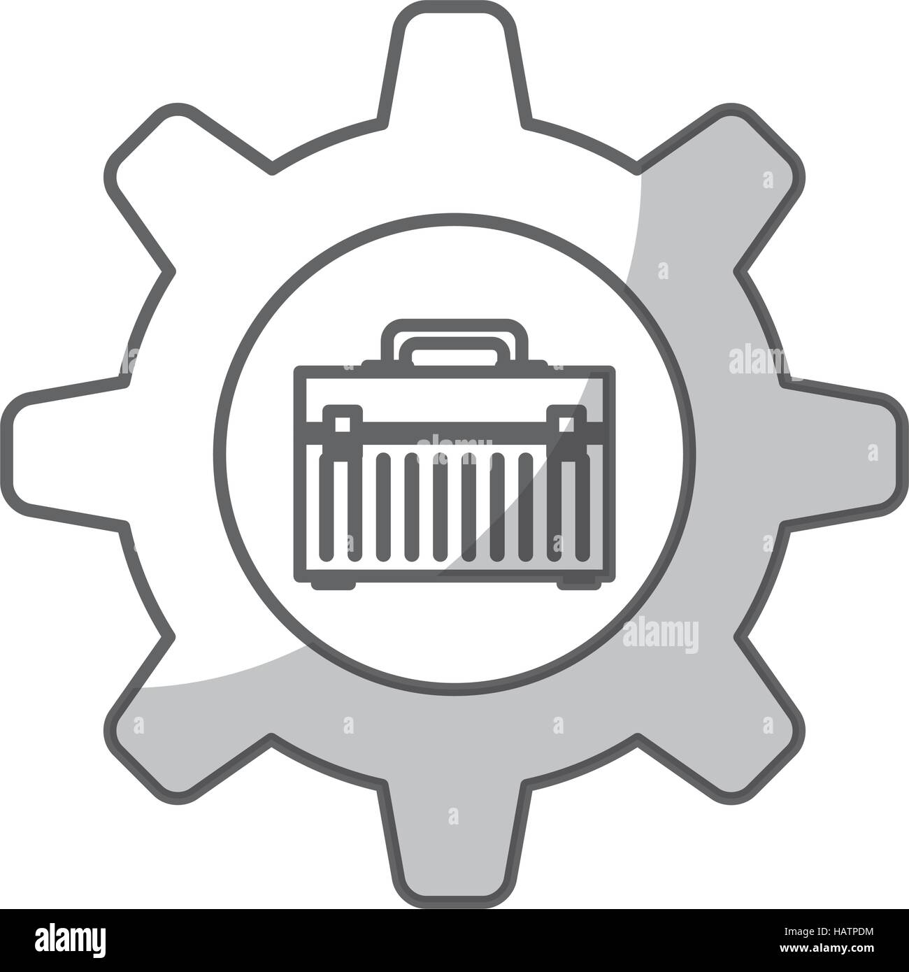 gear wheel with tool box icon inside over white background. repair ...