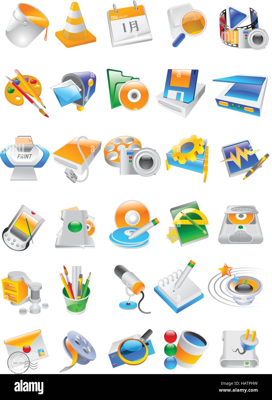 Icon Set Illustration and Painting Stock Vector Image & Art - Alamy