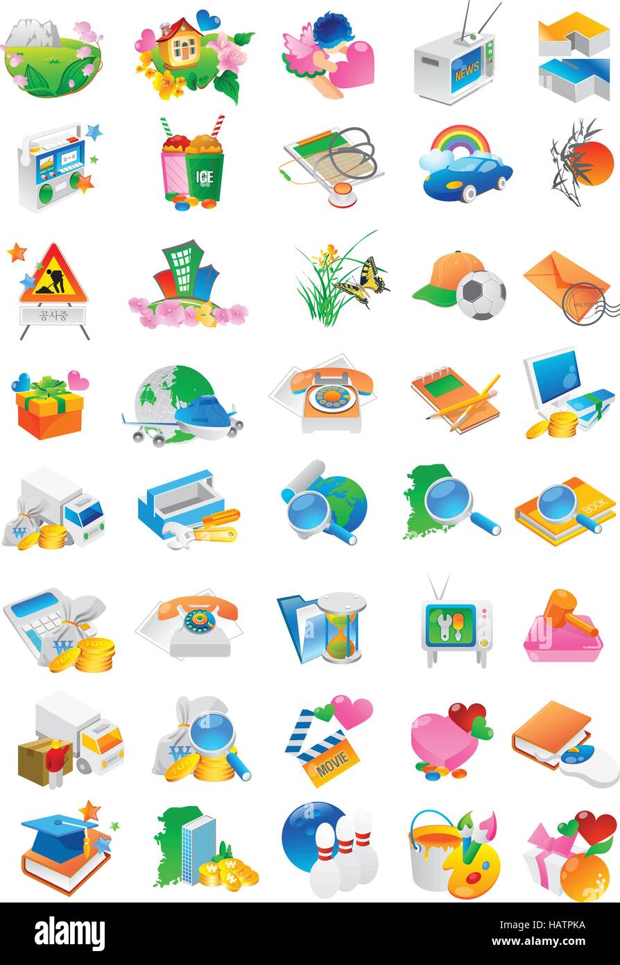 Icon Set Illustration and Painting Stock Vector Image & Art - Alamy