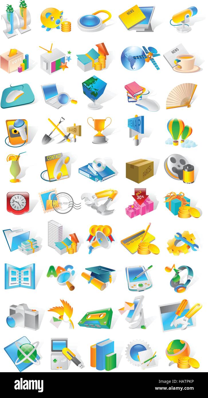 Icon Set Illustration and Painting Stock Vector Image & Art - Alamy