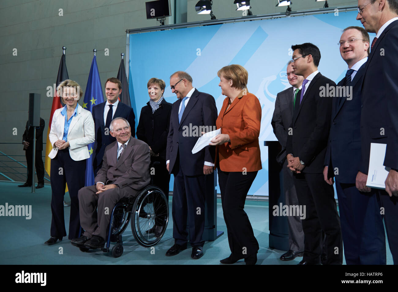 Federal chancellor and prof dr peter bofinger hi-res stock photography ...