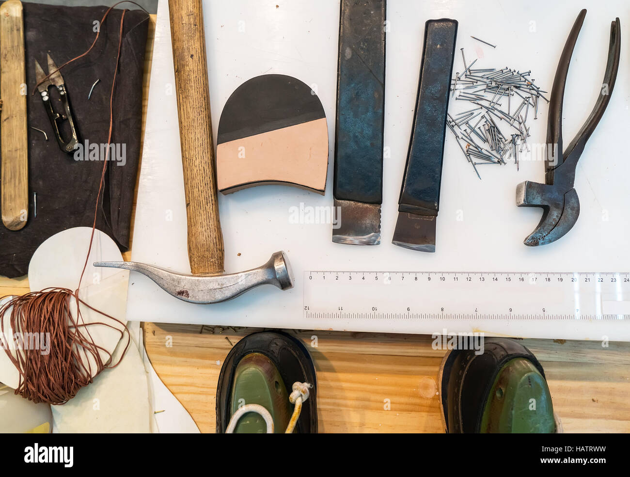 Set of tools for shoemaker Stock Photo - Alamy