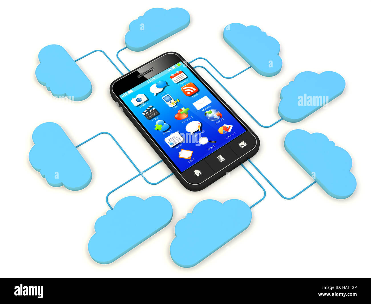 Smartphone connected to cloud server Stock Photo - Alamy