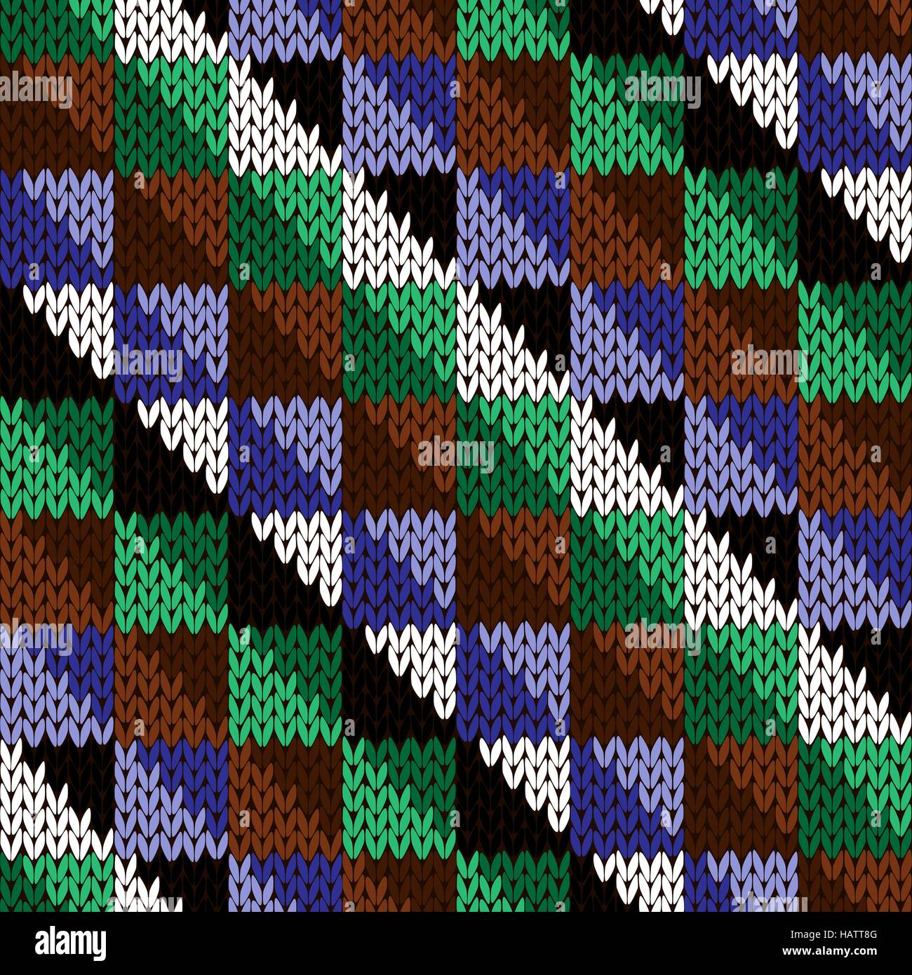 Knitted motley diagonal geometric background in blue, pink, white ...