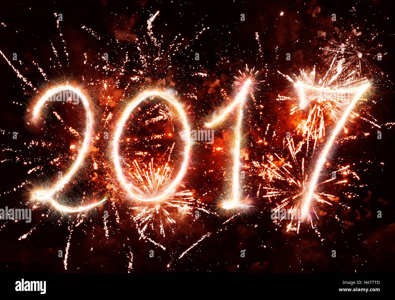 2017 New Year with sparkle and fireworks Stock Photo - Alamy