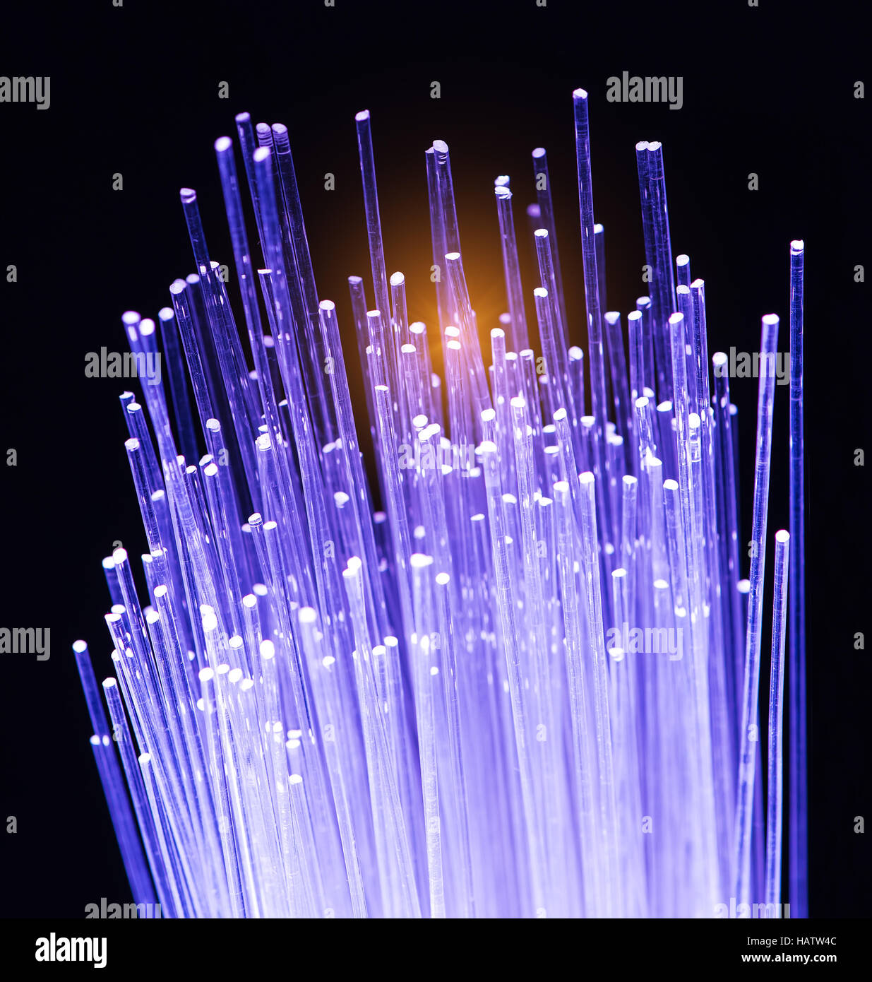 optical fibres dinamic flying from deep on technology background Stock ...