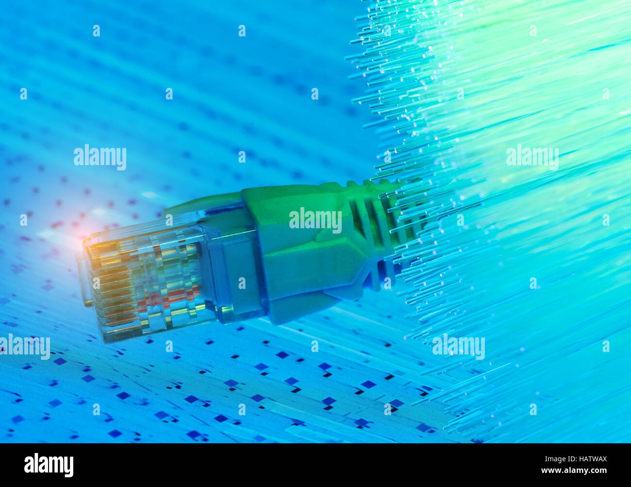 network cable with high tech technology color background Stock Photo ...