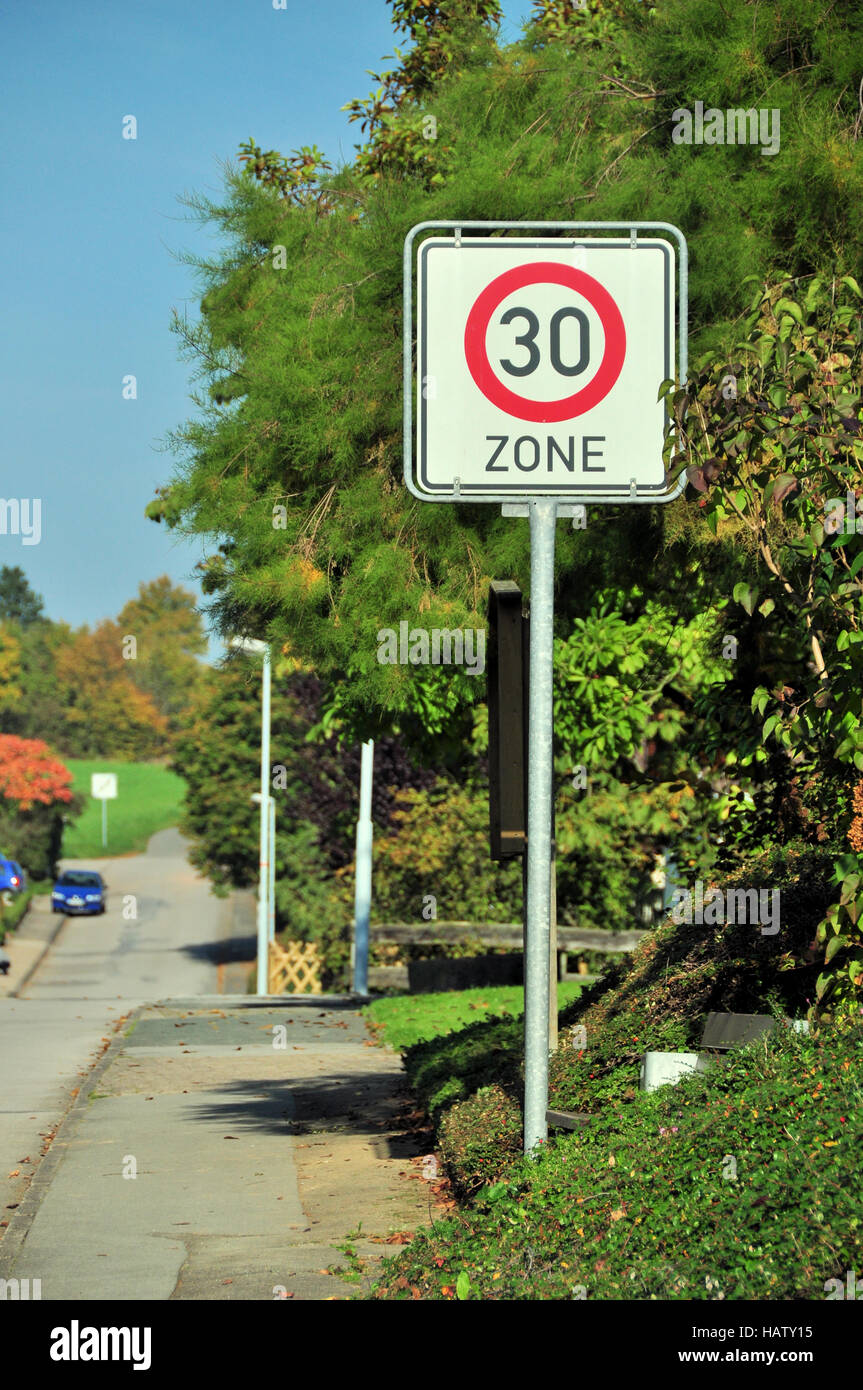 Road sign, zone 30 Stock Photo - Alamy