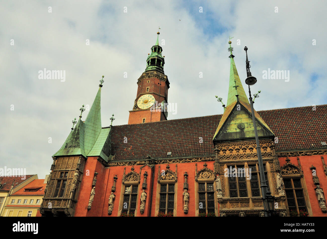 Town Hall, Clock Tower, Wroclaw Stock Photo - Alamy