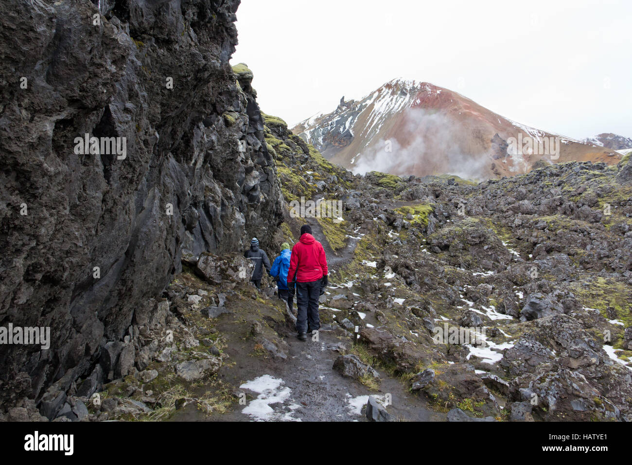 Tourist in Landmannalaugar Stock Photo - Alamy
