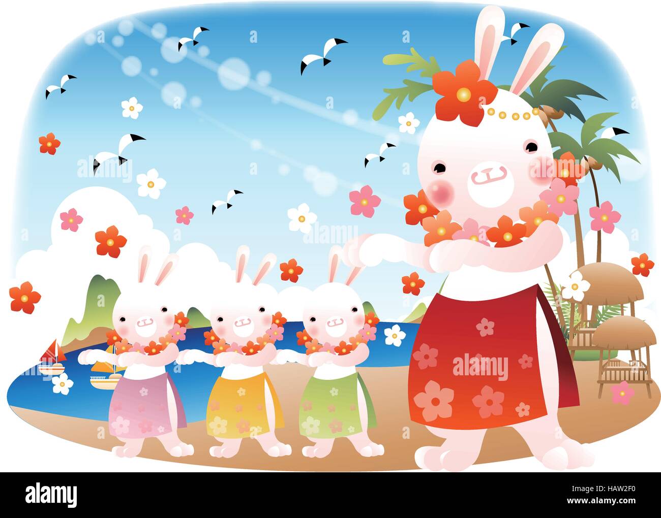 Hula dancer illustration hi-res stock photography and images - Alamy