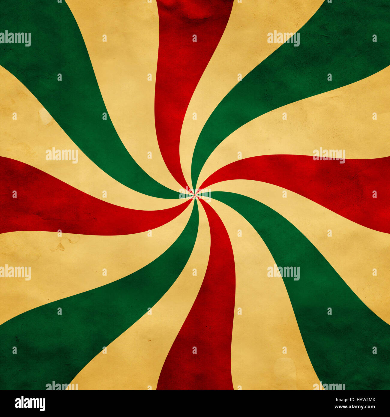 Christmas twirl red and green rays on old paper illustration background ...