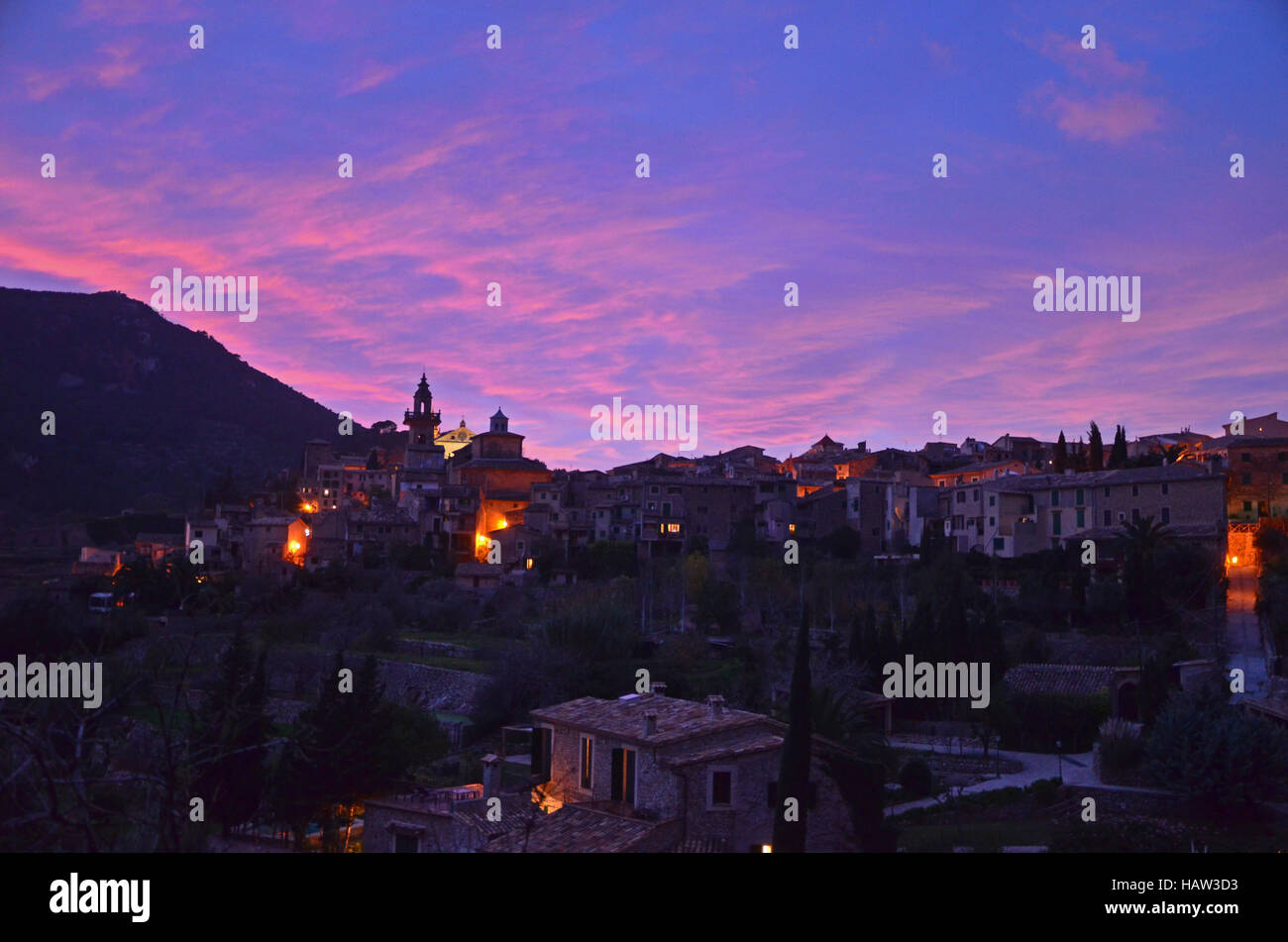 Valldemossa at night Stock Photo - Alamy