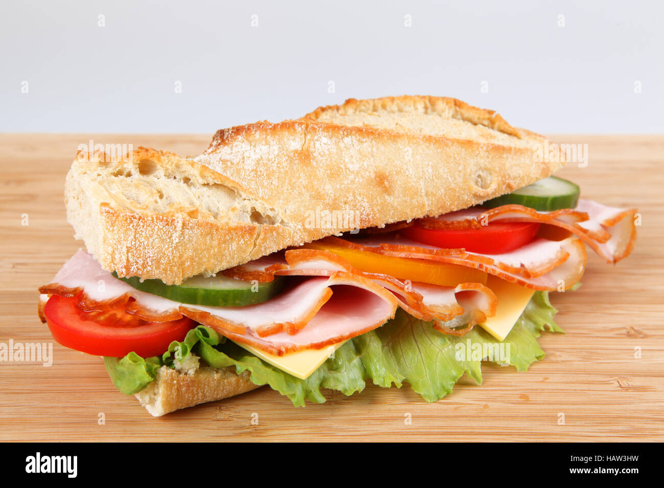 baguette with ham Stock Photo - Alamy