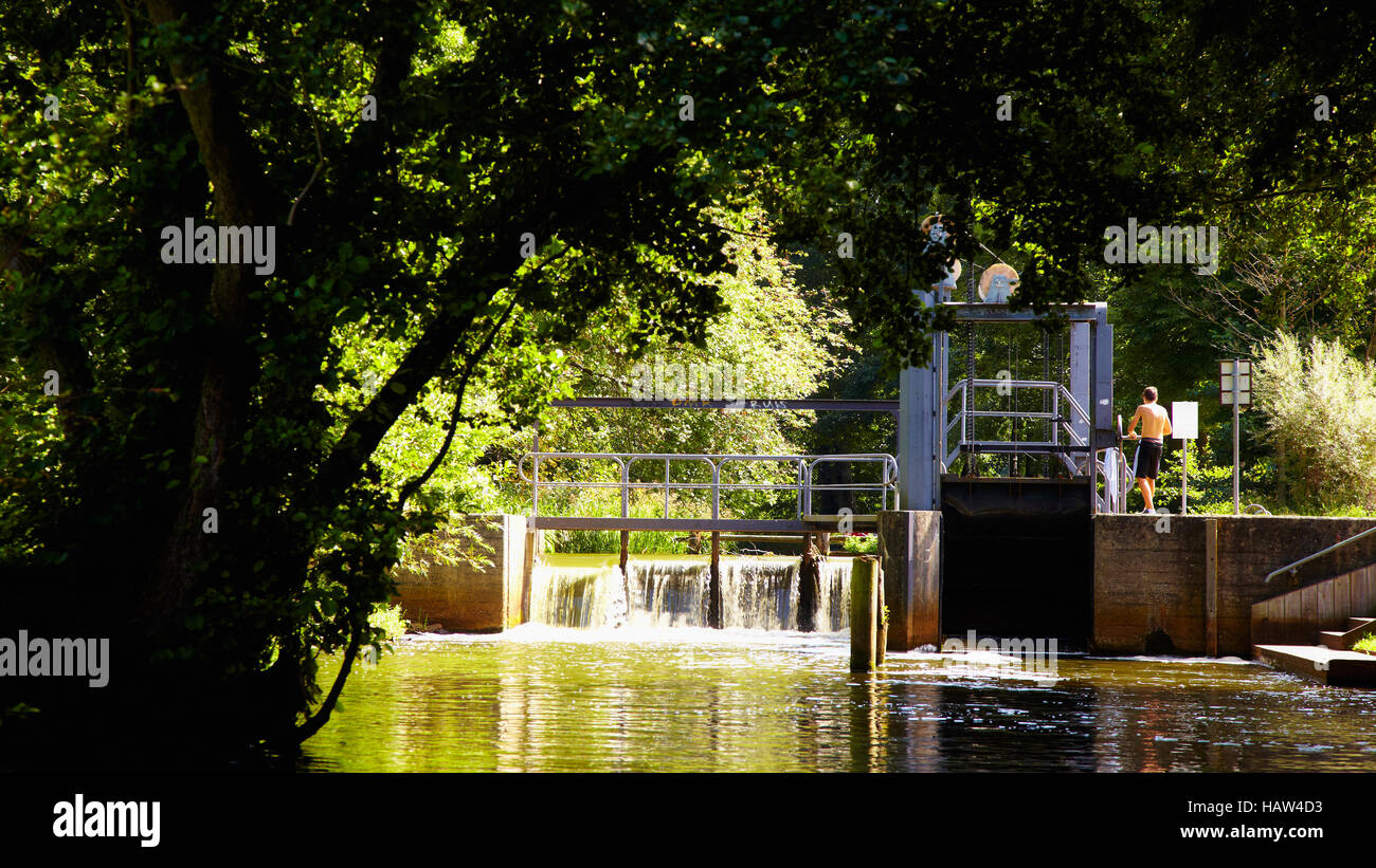 Lock on river in the Spreewald Stock Photo - Alamy