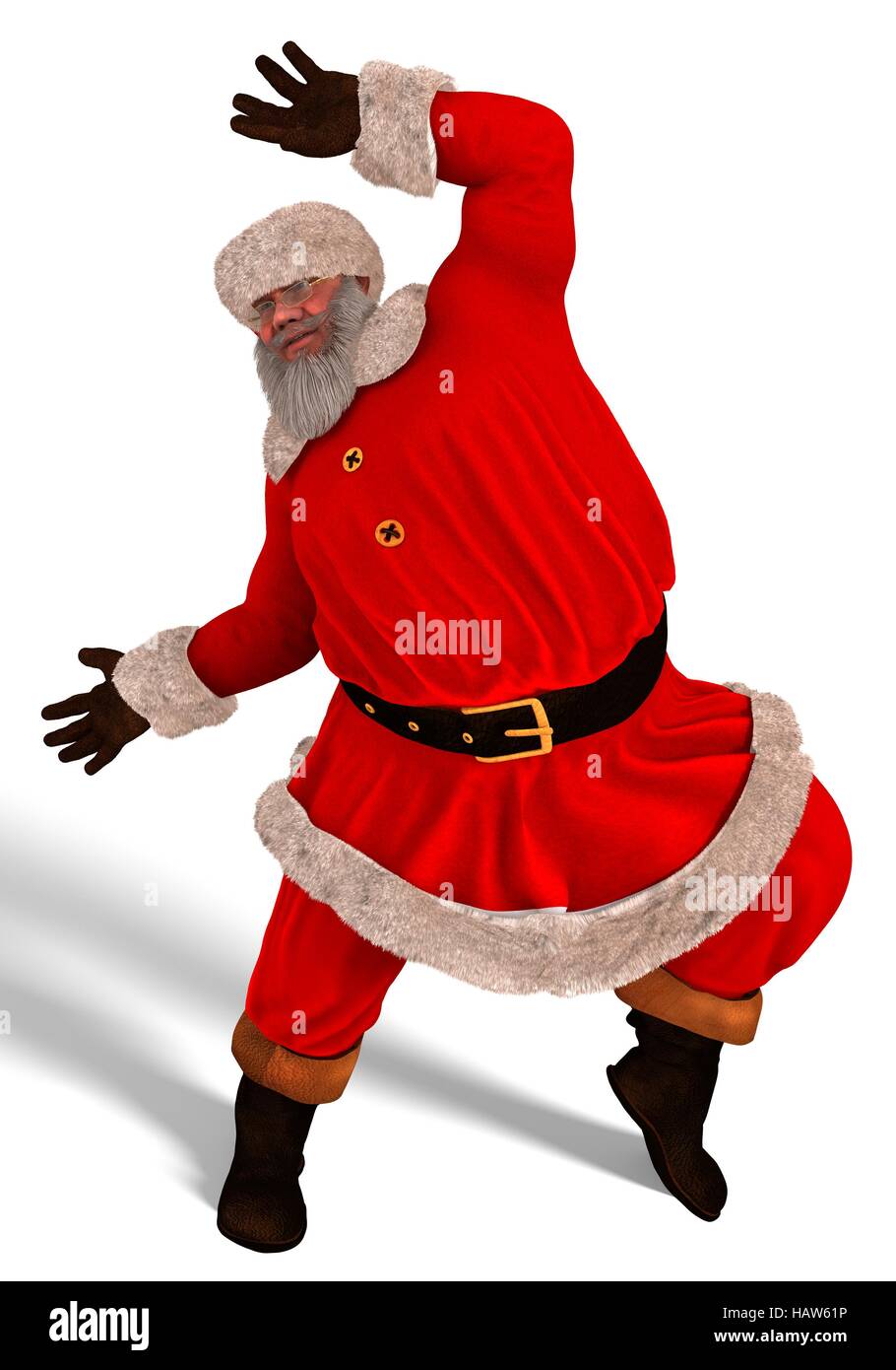 Santa Claus Dance 3D Illustration Isolated On White Stock Photo - Alamy