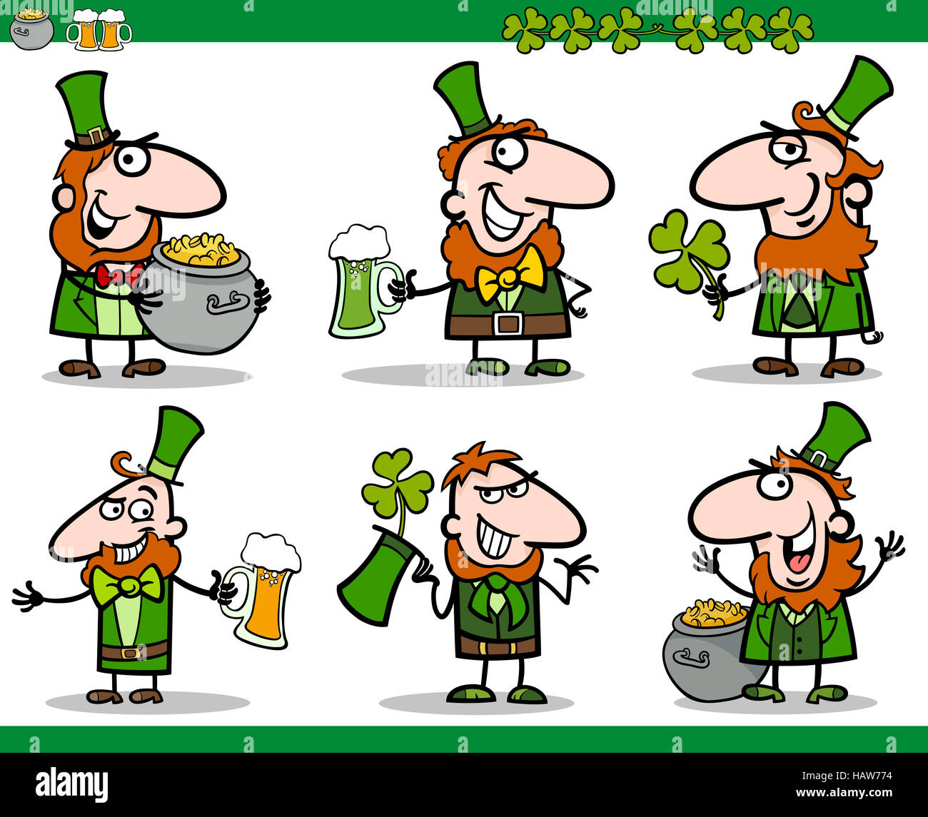 st patrick day themes set cartoon illustration Stock Photo - Alamy