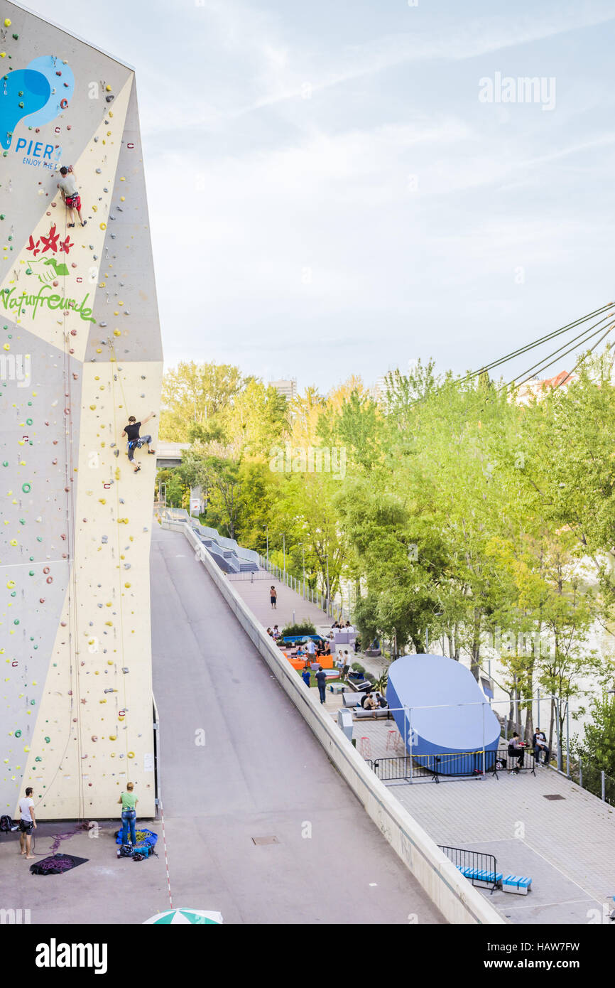 two climbers on the boulderwall Stock Photo - Alamy