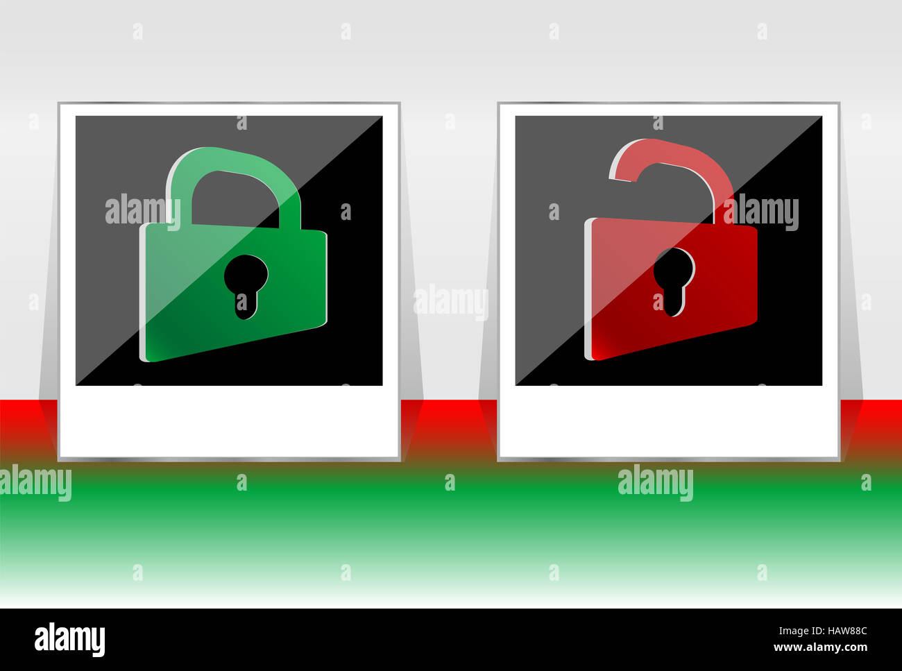 Open and closed lock buttons Stock Photo - Alamy