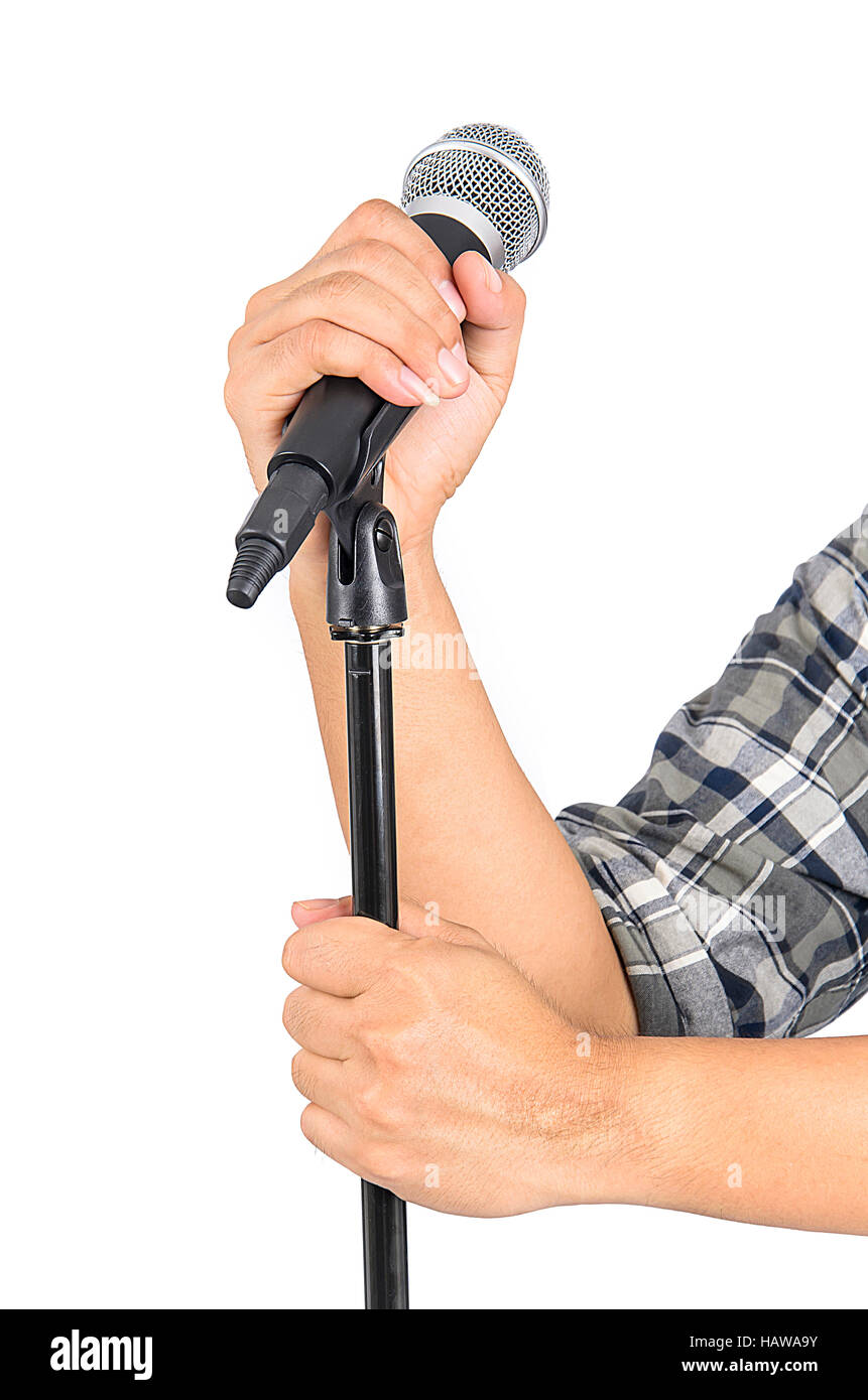 Man holding microphone hi-res stock photography and images - Alamy