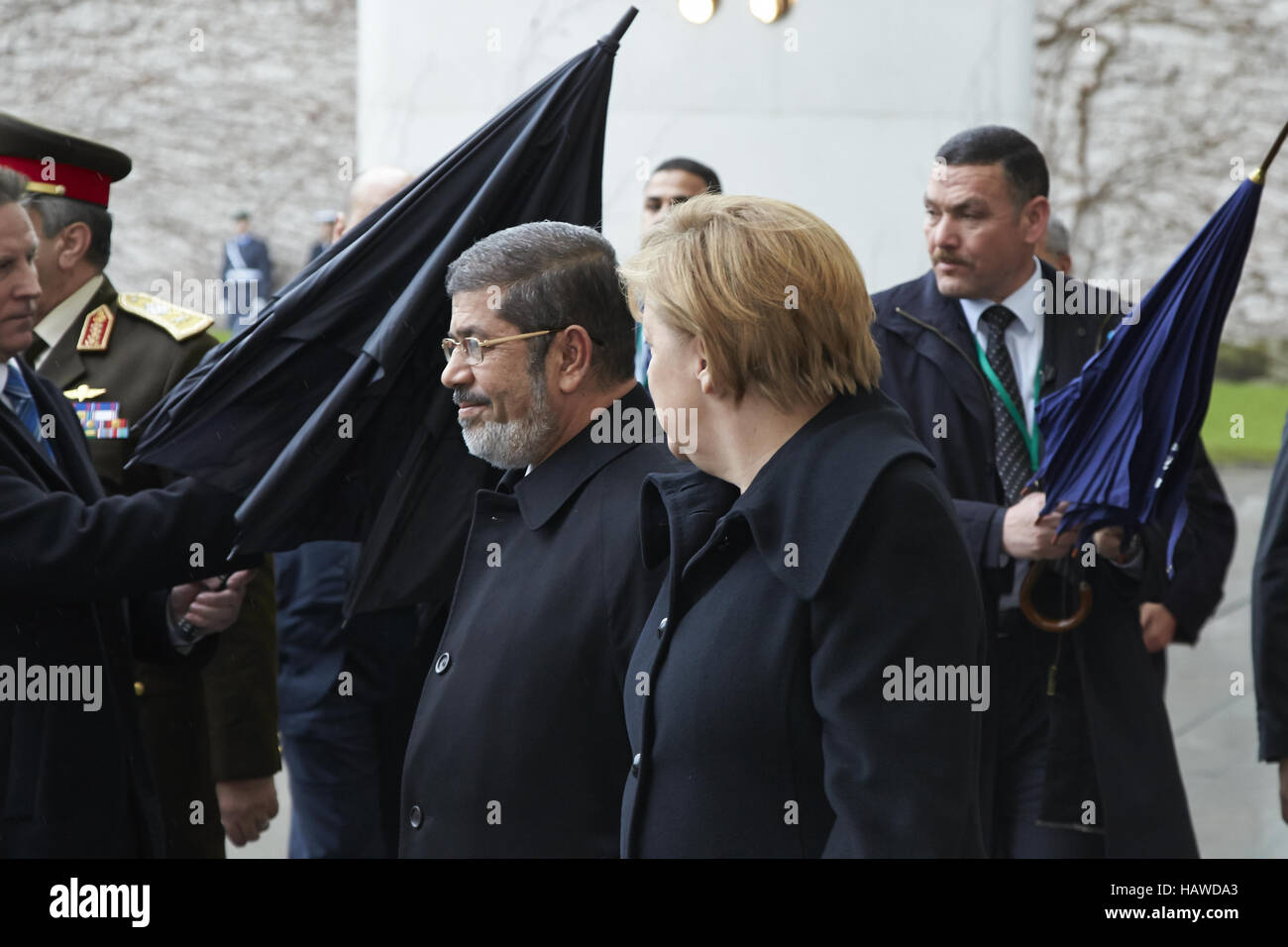 Merkel welcomes the Egyptian president Mursi Stock Photo - Alamy