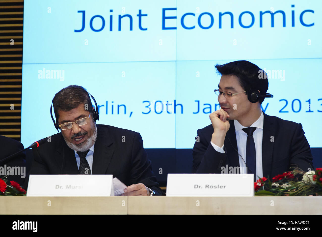 Roesler and Egyptian president Mursi Stock Photo - Alamy