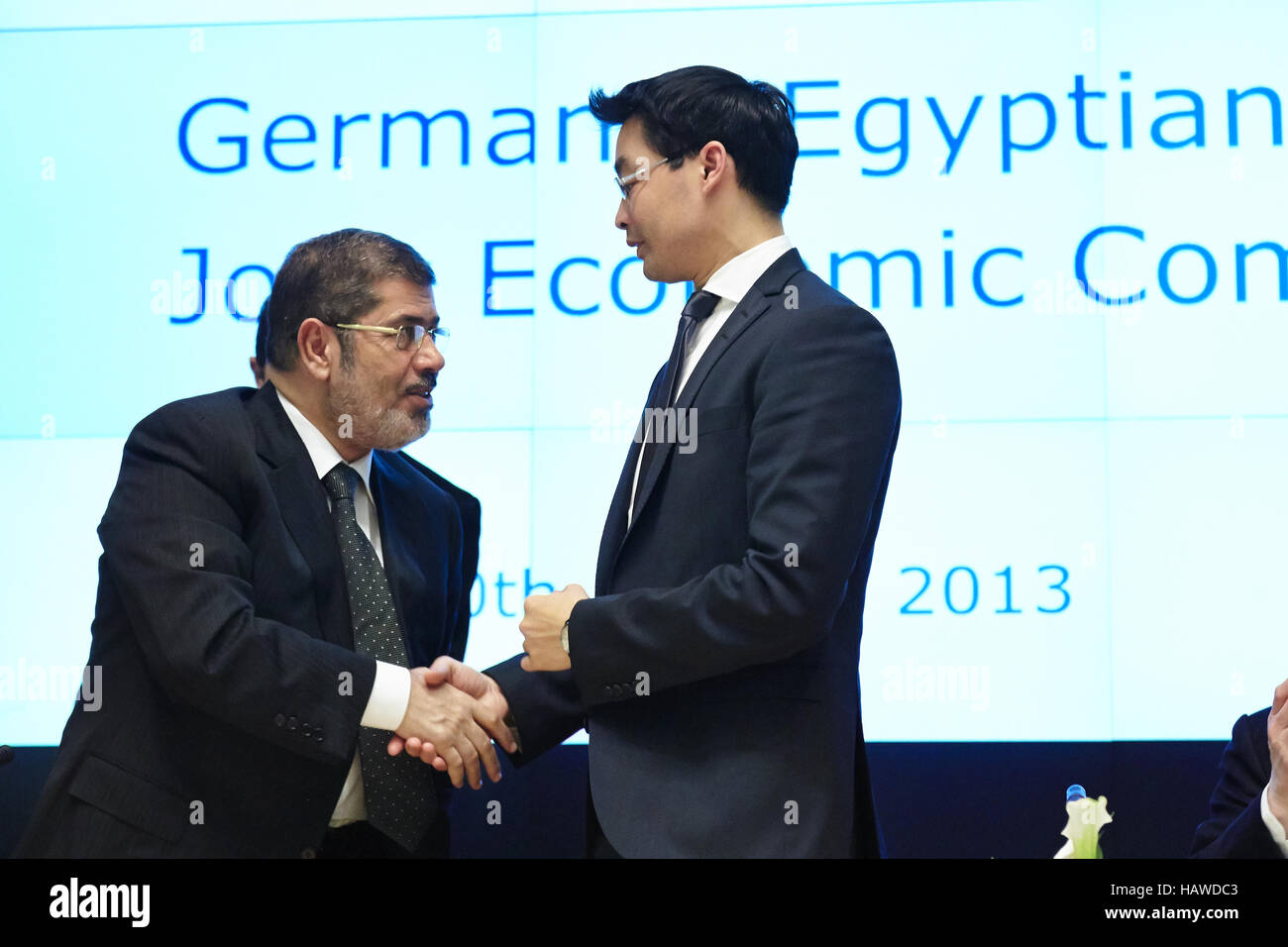 Roesler and Egyptian president Mursi Stock Photo - Alamy