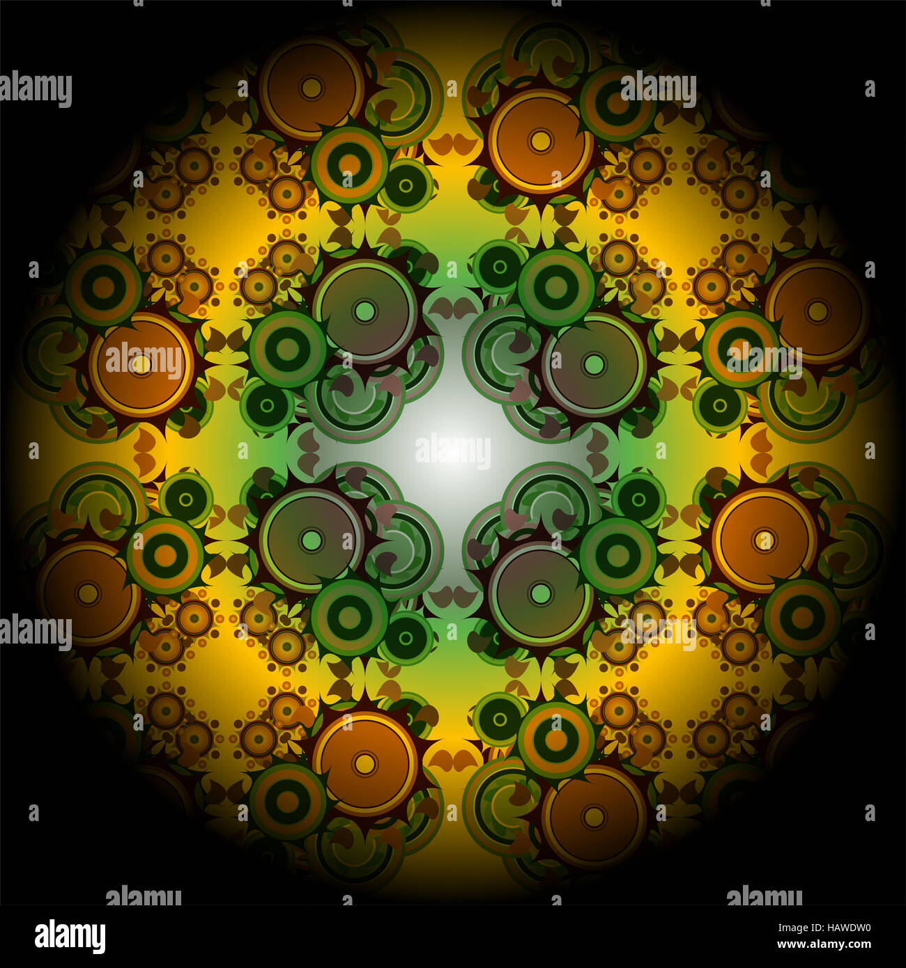 Vivid mandala wheel, digital fractal artwork, abstract illustration ...