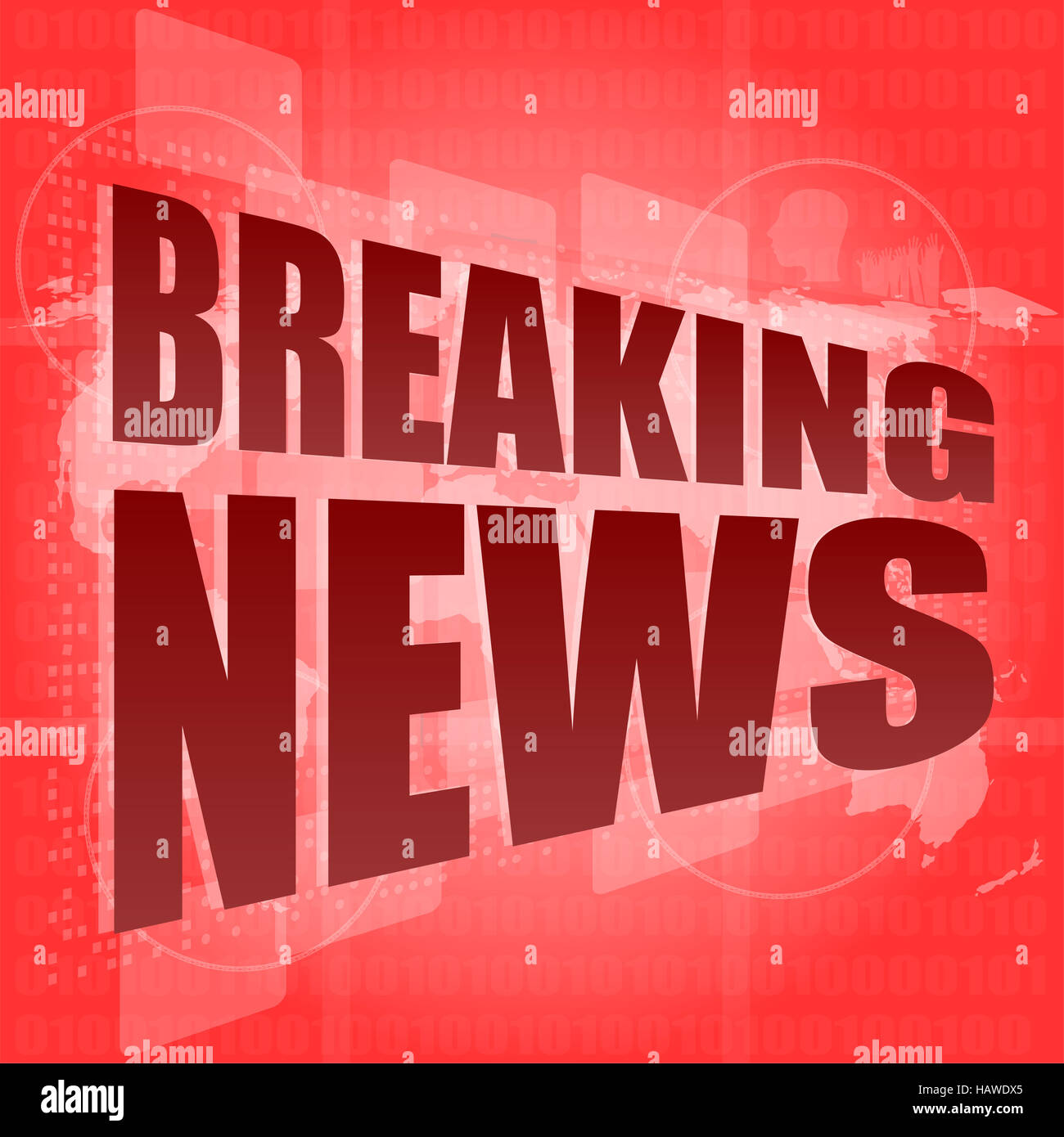 News and press concept: words breaking news on digital screen Stock ...