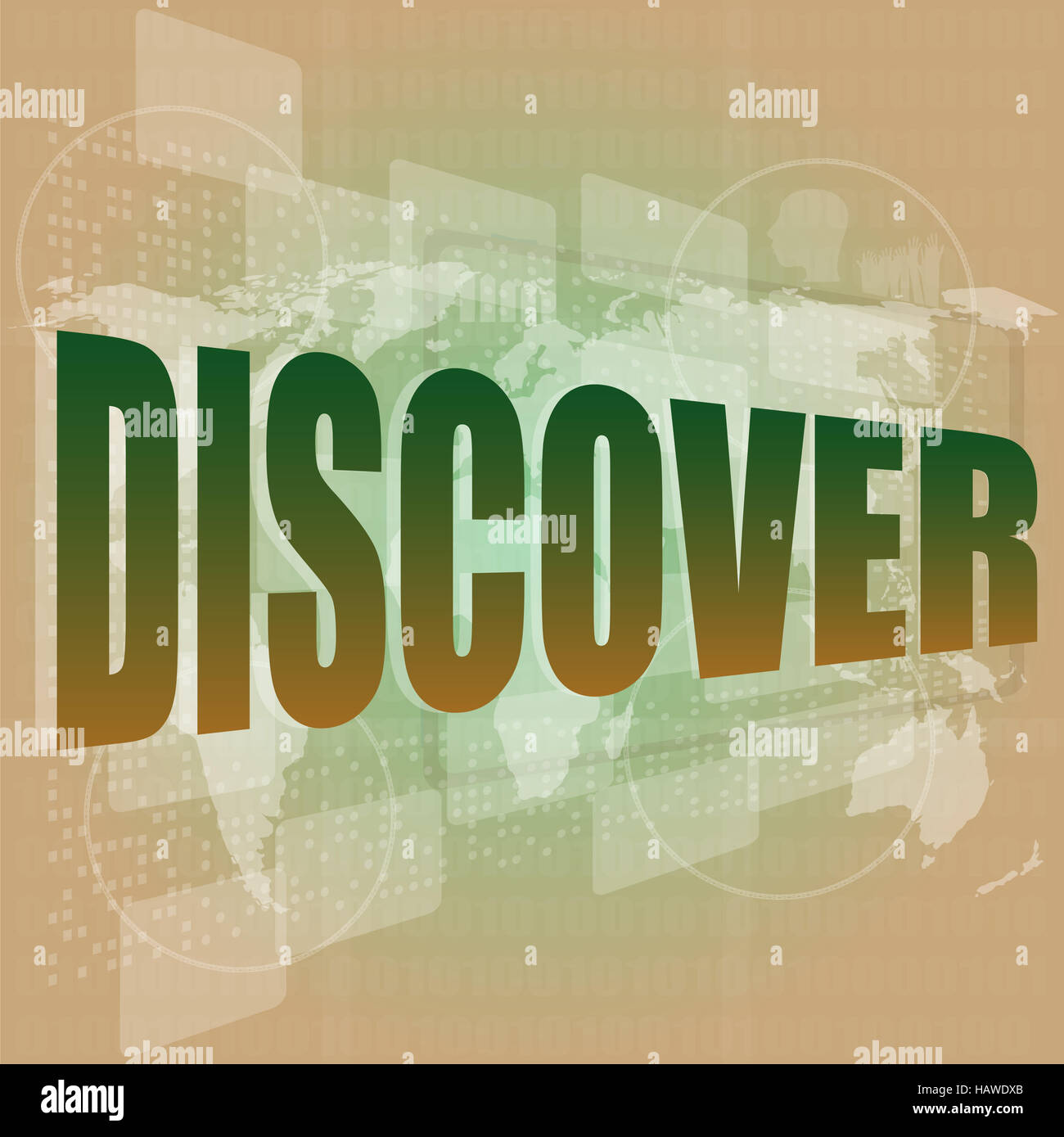 social concept: word discover on digital background Stock Photo - Alamy