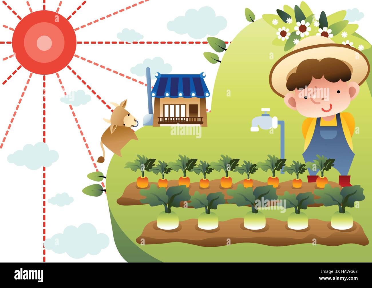 Farm worker in straw Stock Vector Images - Alamy