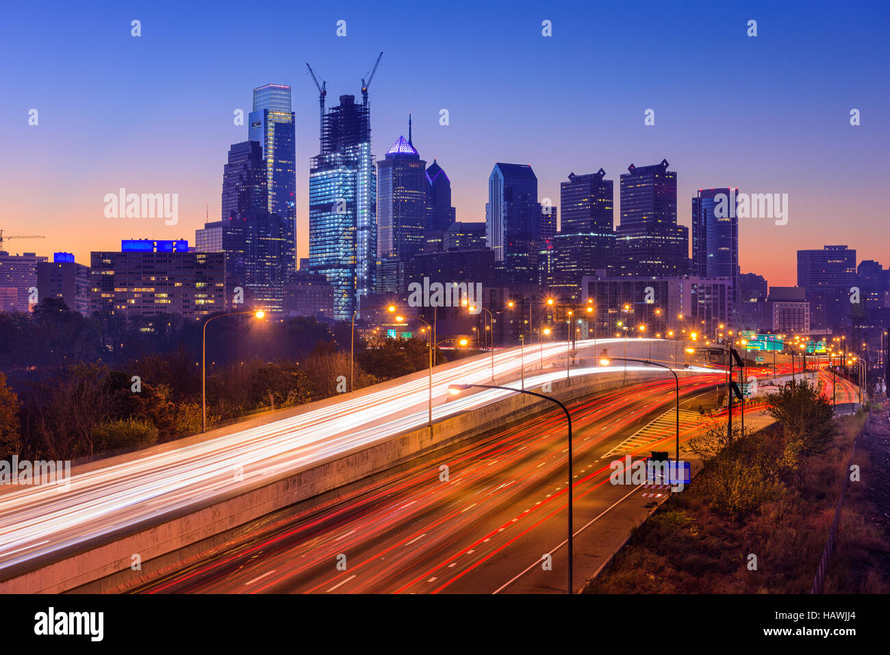 Interstate 76 Philadelphia Skyline High Resolution Stock Photography ...