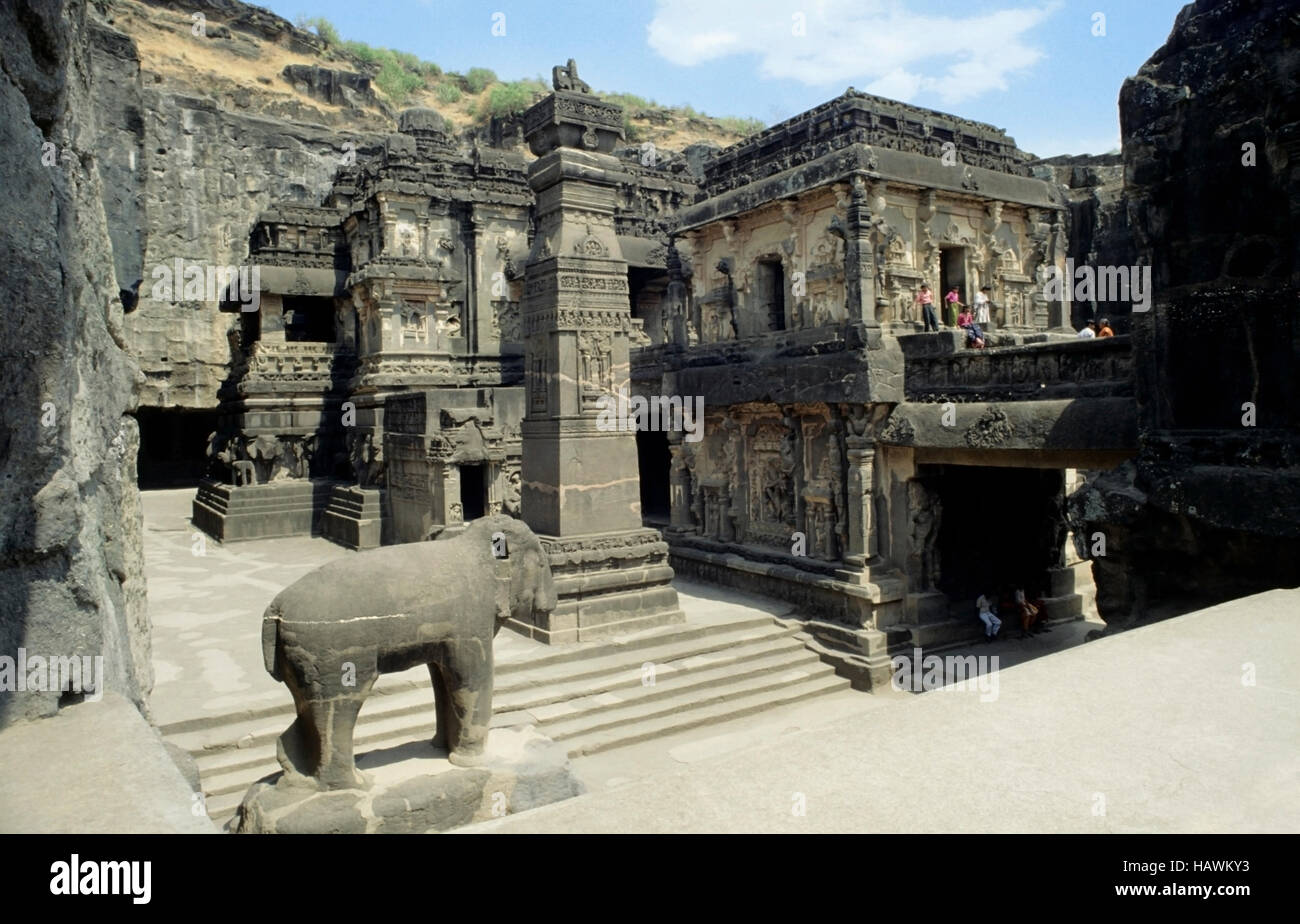 Cave No 16 : Kailasa temple, Dhvaja stamba , Victory pillar and ...