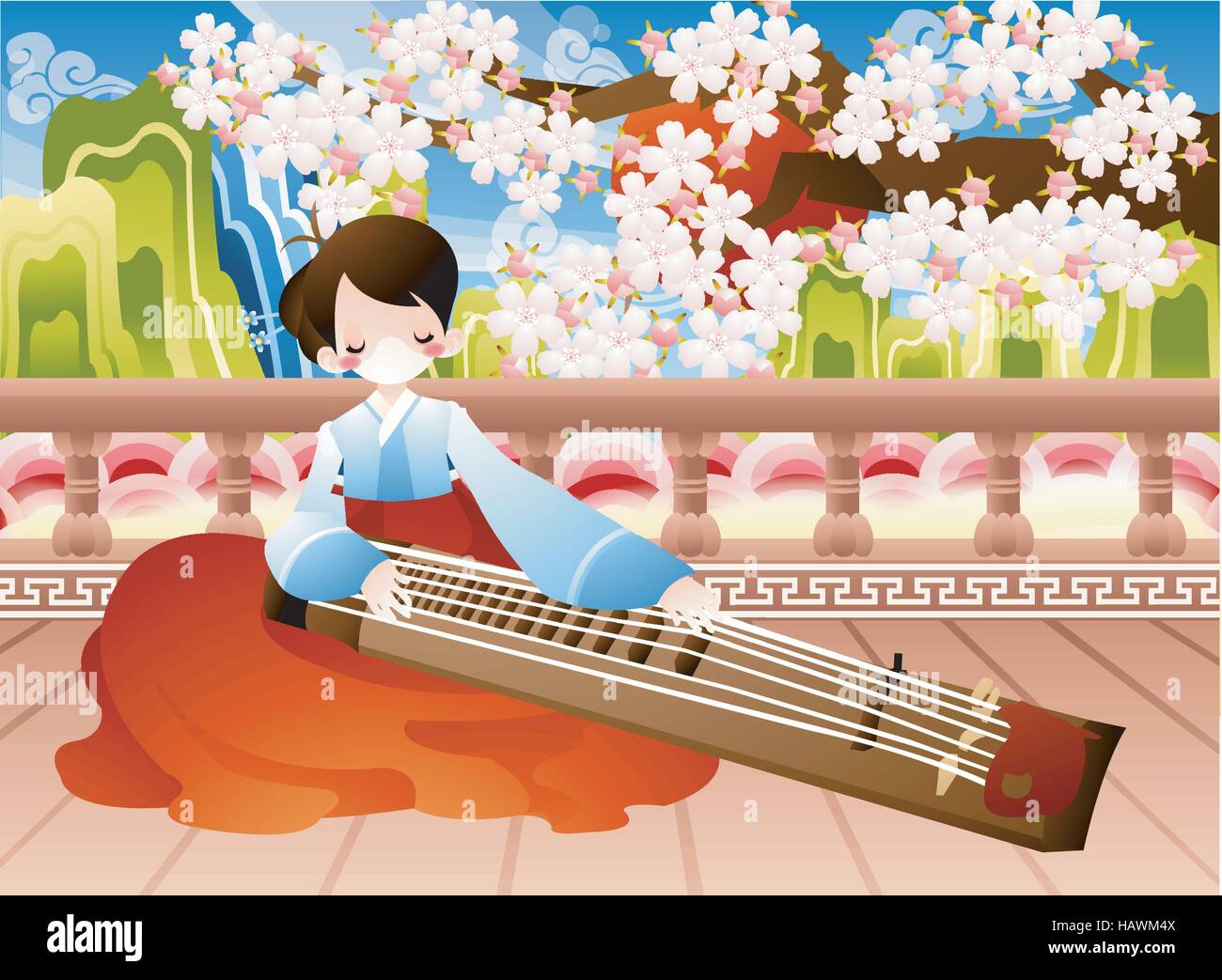 Japanese painting music Stock Vector Images - Alamy
